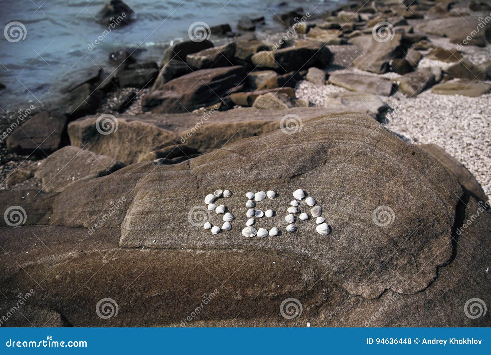 The Word Sea, Composed of Seashells. Stock Photo - Image of honeymoon ...