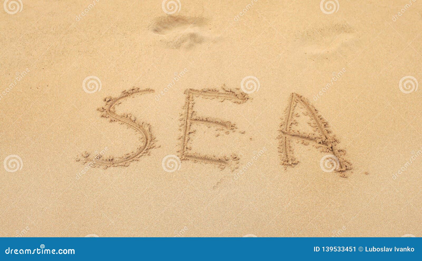 Word SEA Written on Wet Beach Sand Stock Image - Image of design, sandy ...
