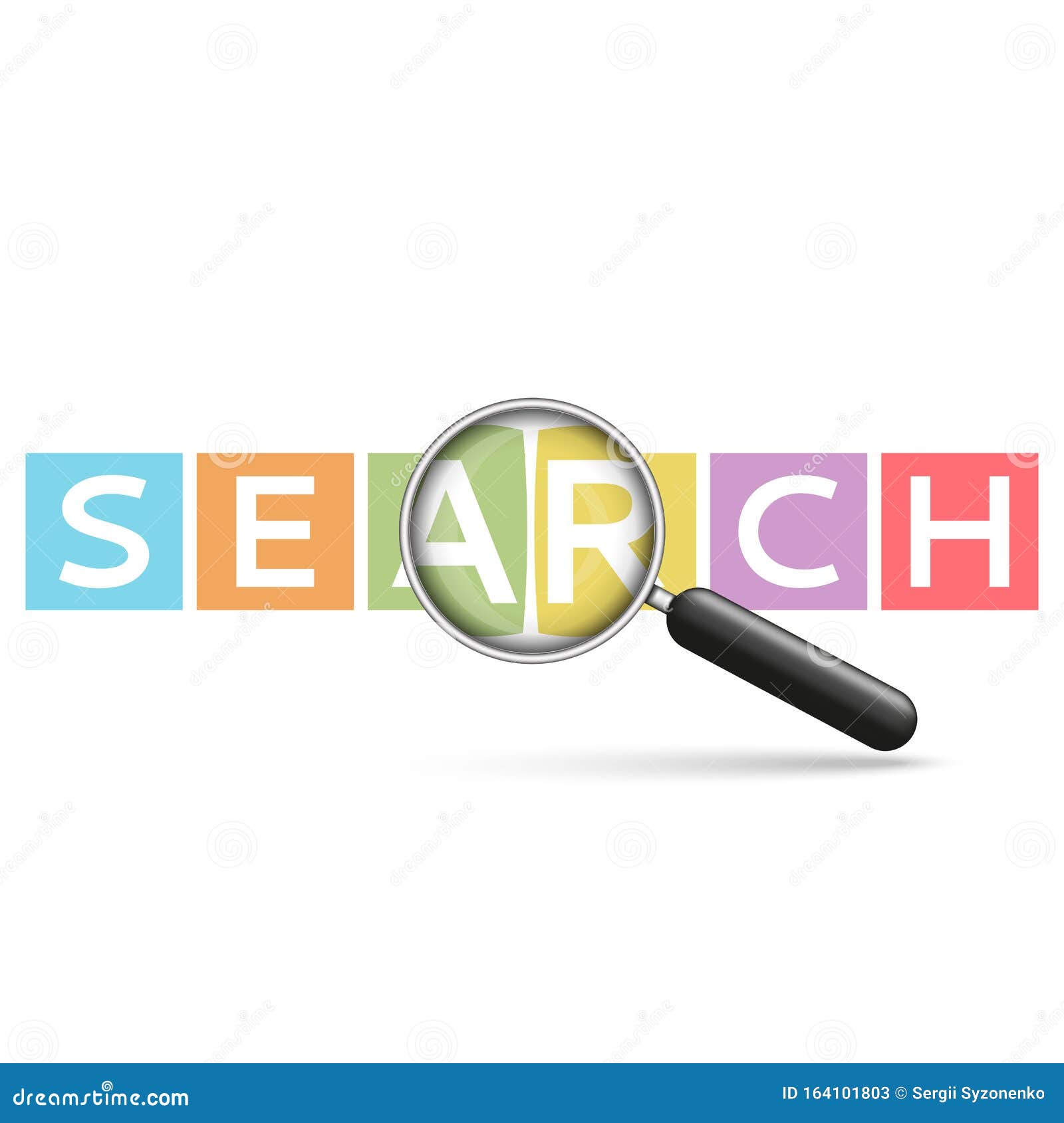 Word Search Emblem on Multi-colored Cubes with Realistic Magnifier Seo ...