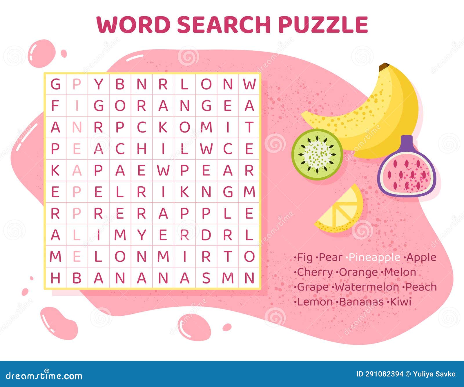 Word Search Puzzle With Fruits And Berries. Vector Illustration ... Word Search Puzzle With Fruits And Berries. Vector Illustration ...