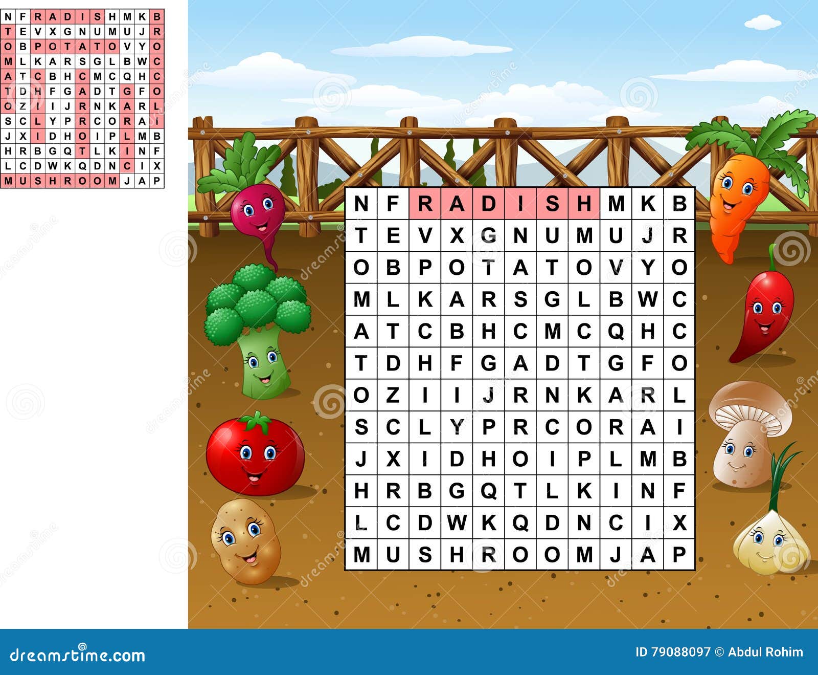 Word Search Puzzle About Vegetables Cartoon Vector | CartoonDealer.com ...