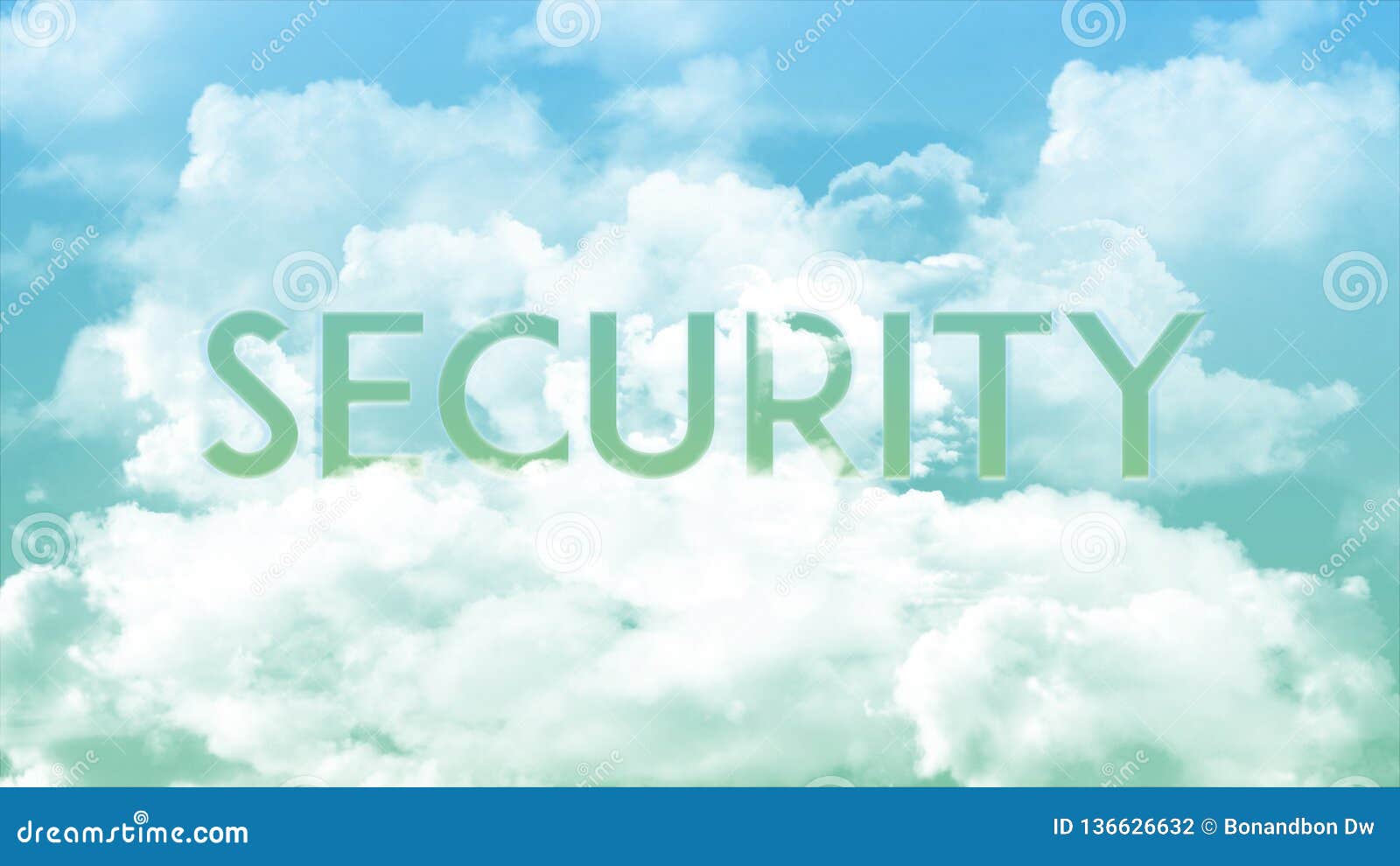 Word SECURITY in the Clouds, Blue Sky Colors Stock Illustration ...
