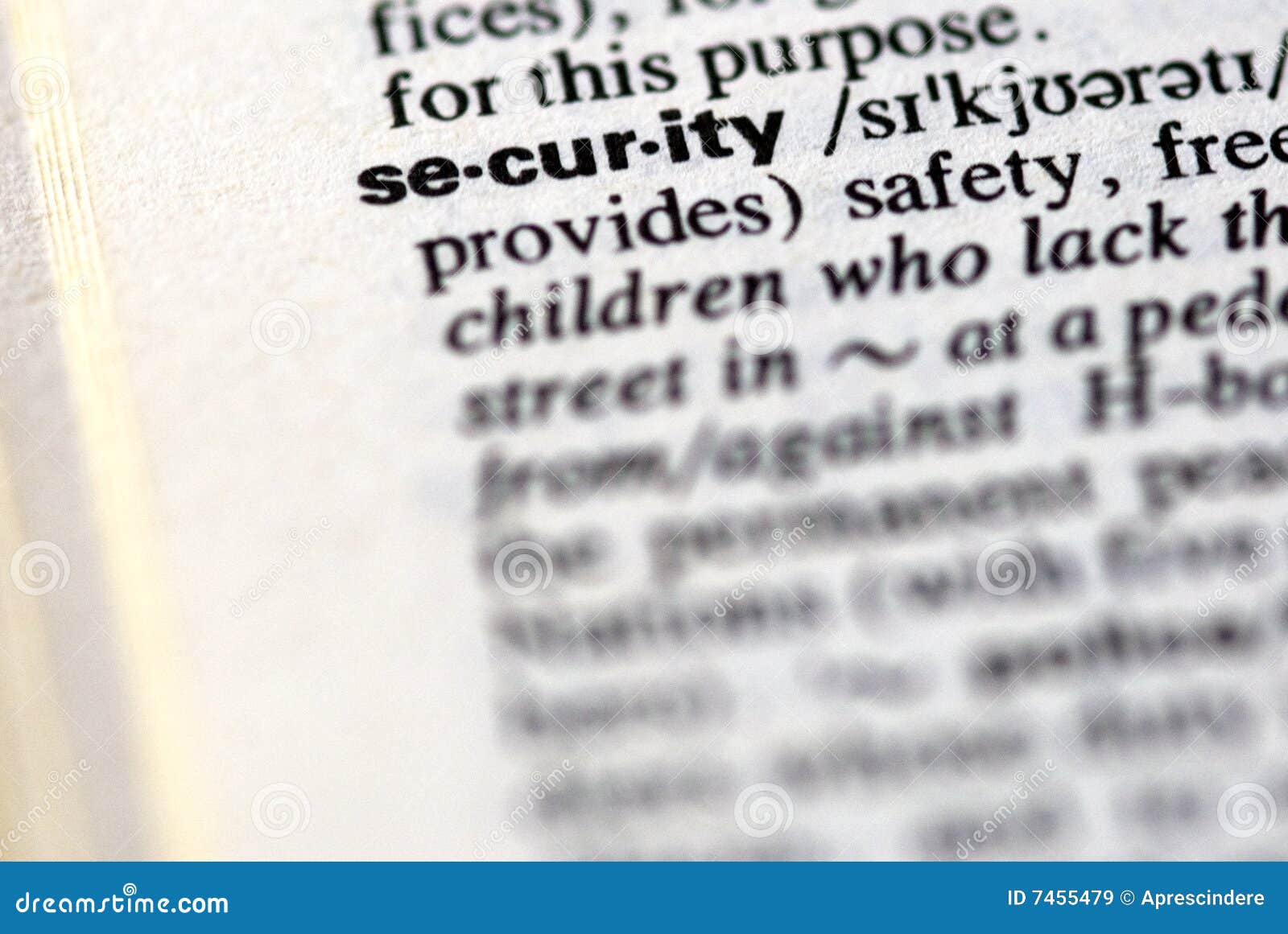 The Word Security in a Dictionary Stock Image - Image of cover, close ...
