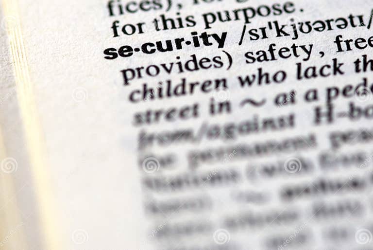 The Word Security in a Dictionary Stock Image - Image of cover, close ...