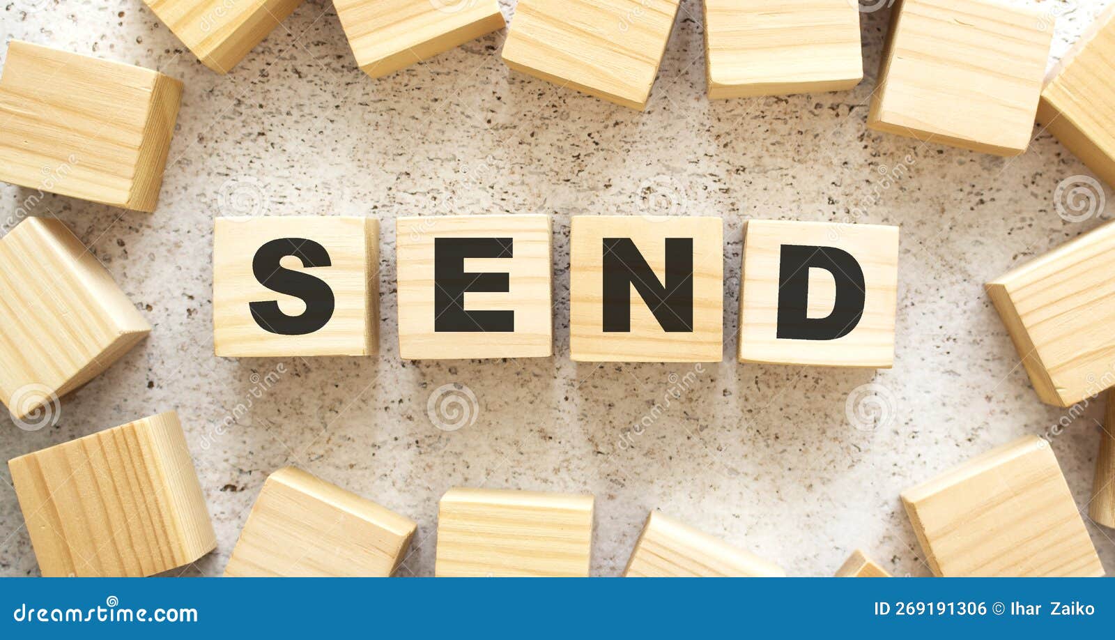The Word SEND Consists of Wooden Cubes with Letters, Top View on a ...