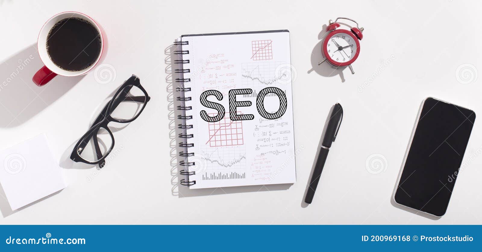 Word Seo on Notebook Over White Office Table Background, Collage Stock ...