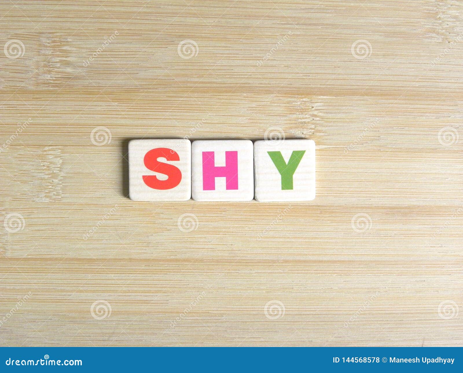 Word Shy on Wood Background Stock Photo - Image of decorative, blank ...