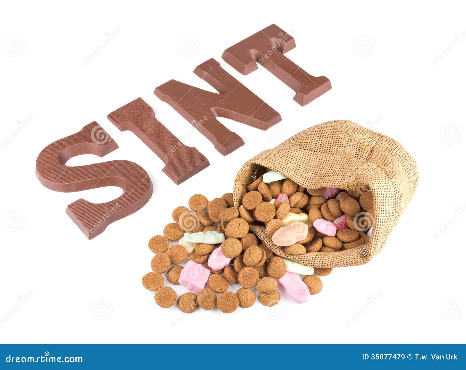 Word SINT and Bag of Ginger Nuts and Sweets for Dutch Event Sinterklaas ...