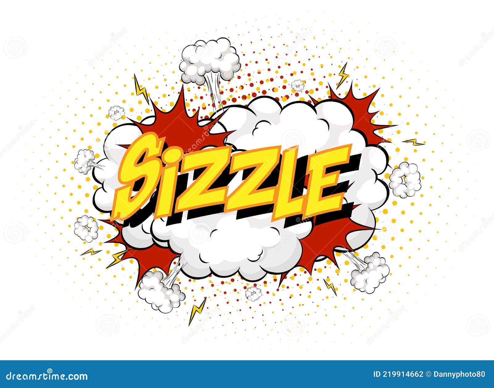 Word Sizzle on Comic Cloud Explosion Background Stock Vector ...