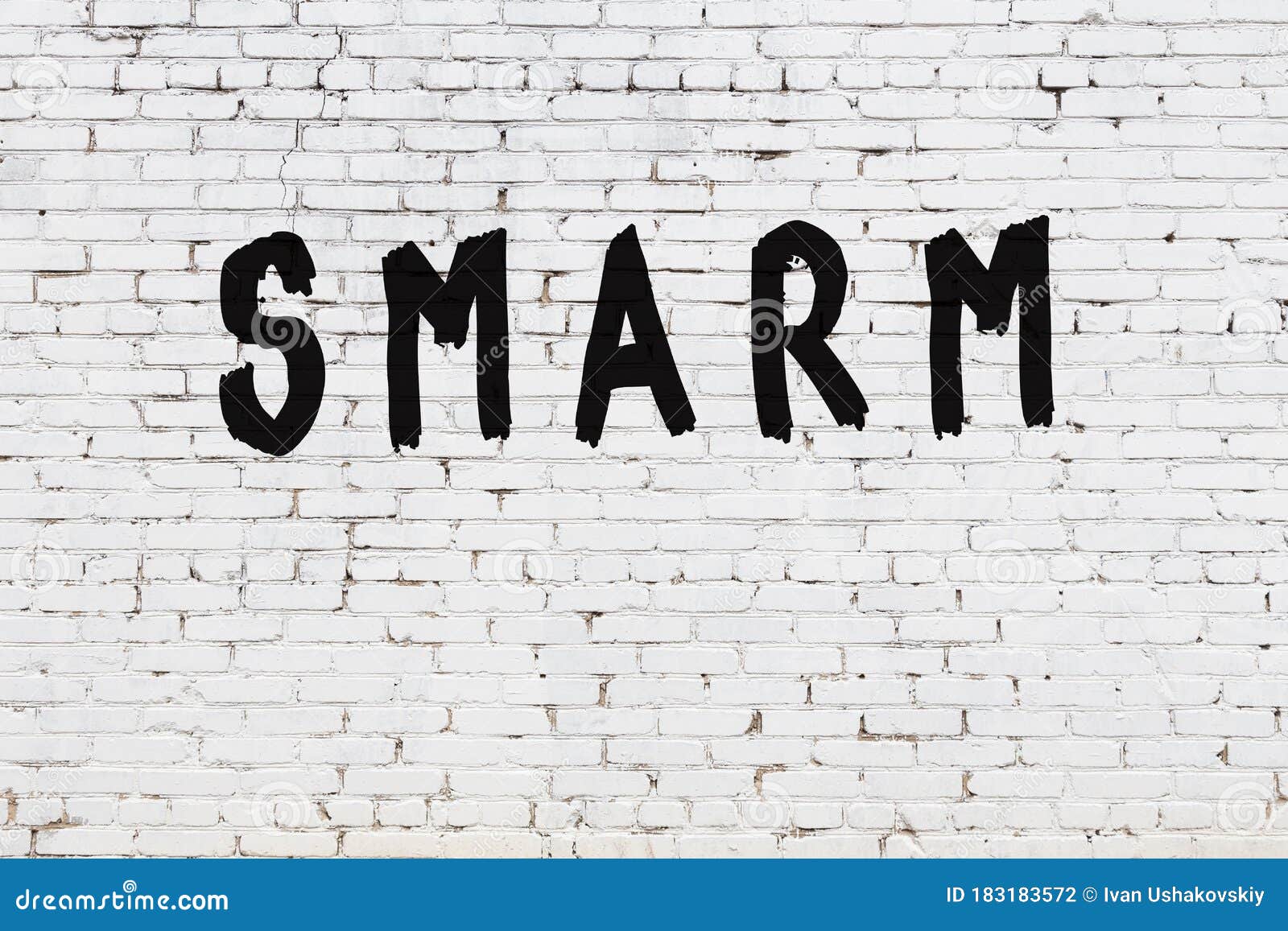 Word Smarm Painted on White Brick Wall Stock Photo - Image of smarm ...