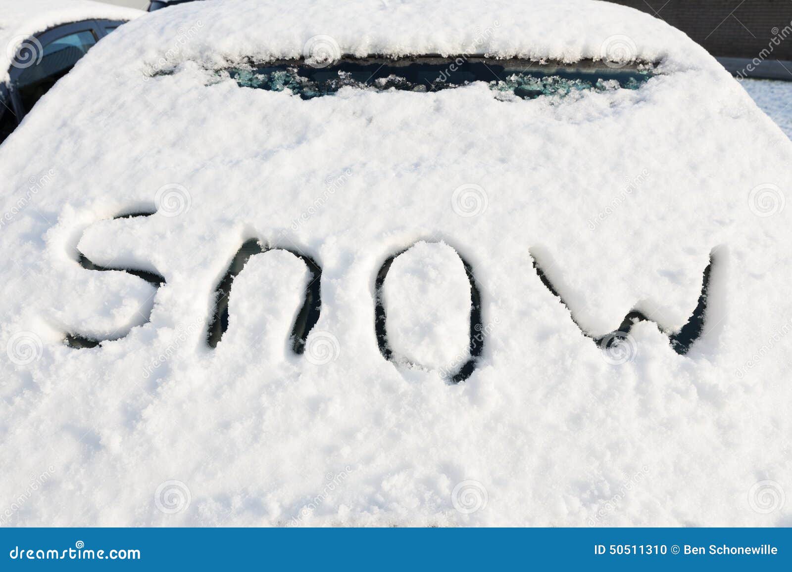 Word Snow on Windshield of Car Stock Photo - Image of covered, layer ...