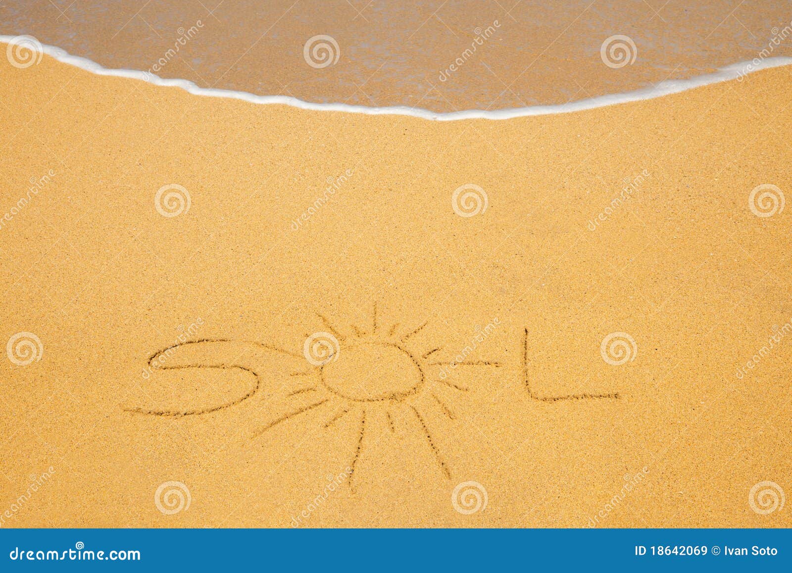 The Word Sol Written on Beach Sand with Wave Stock Image - Image of ...