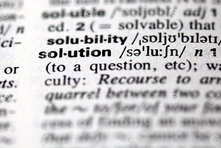 The Word Solution in a Dictionary Stock Image - Image of company, book ...