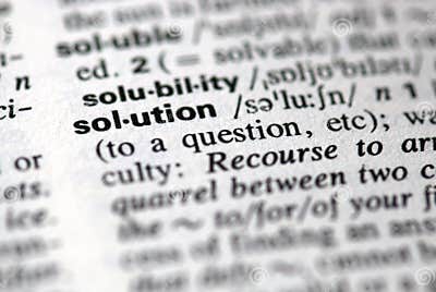 The Word Solution in a Dictionary Stock Image - Image of boss ...