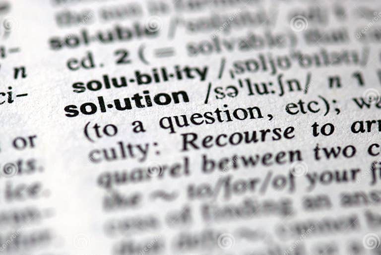 The Word Solution in a Dictionary Stock Image - Image of boss ...
