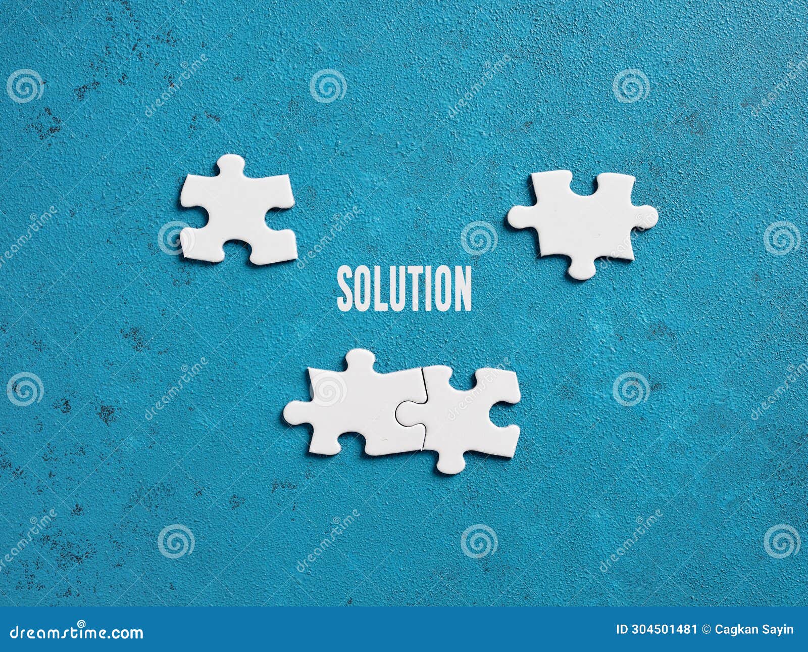 The Word Solution with Puzzle Pieces on Blue Background Stock Image ...