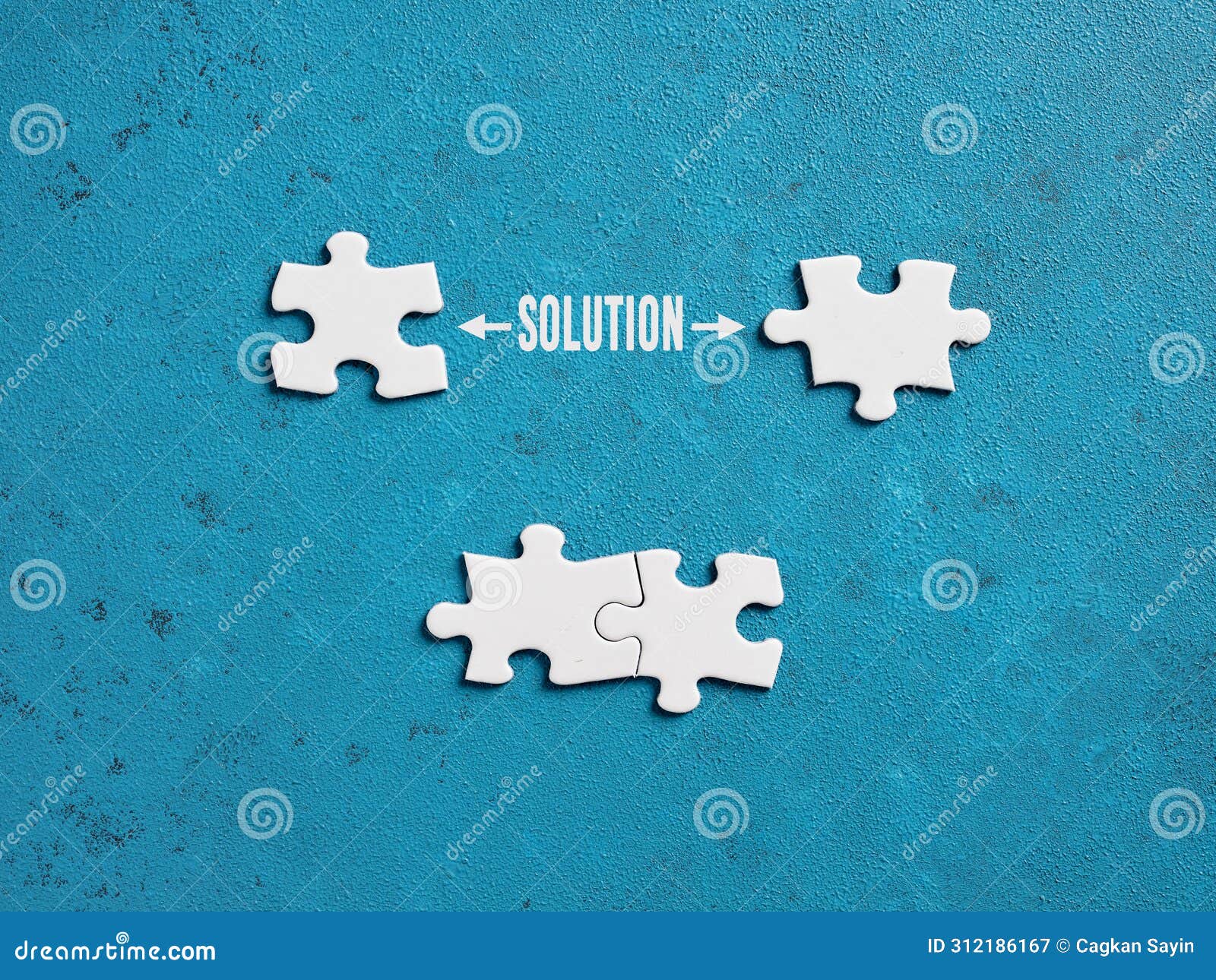 The Word Solution with Puzzle Pieces on Blue Background Stock Image ...