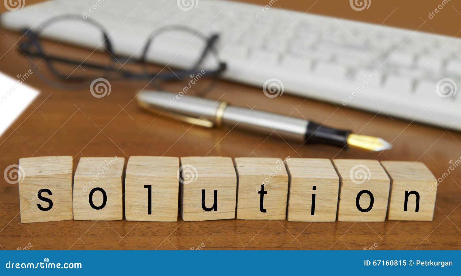 The Word Solution on Wood Stamp Stock Image - Image of inscription ...