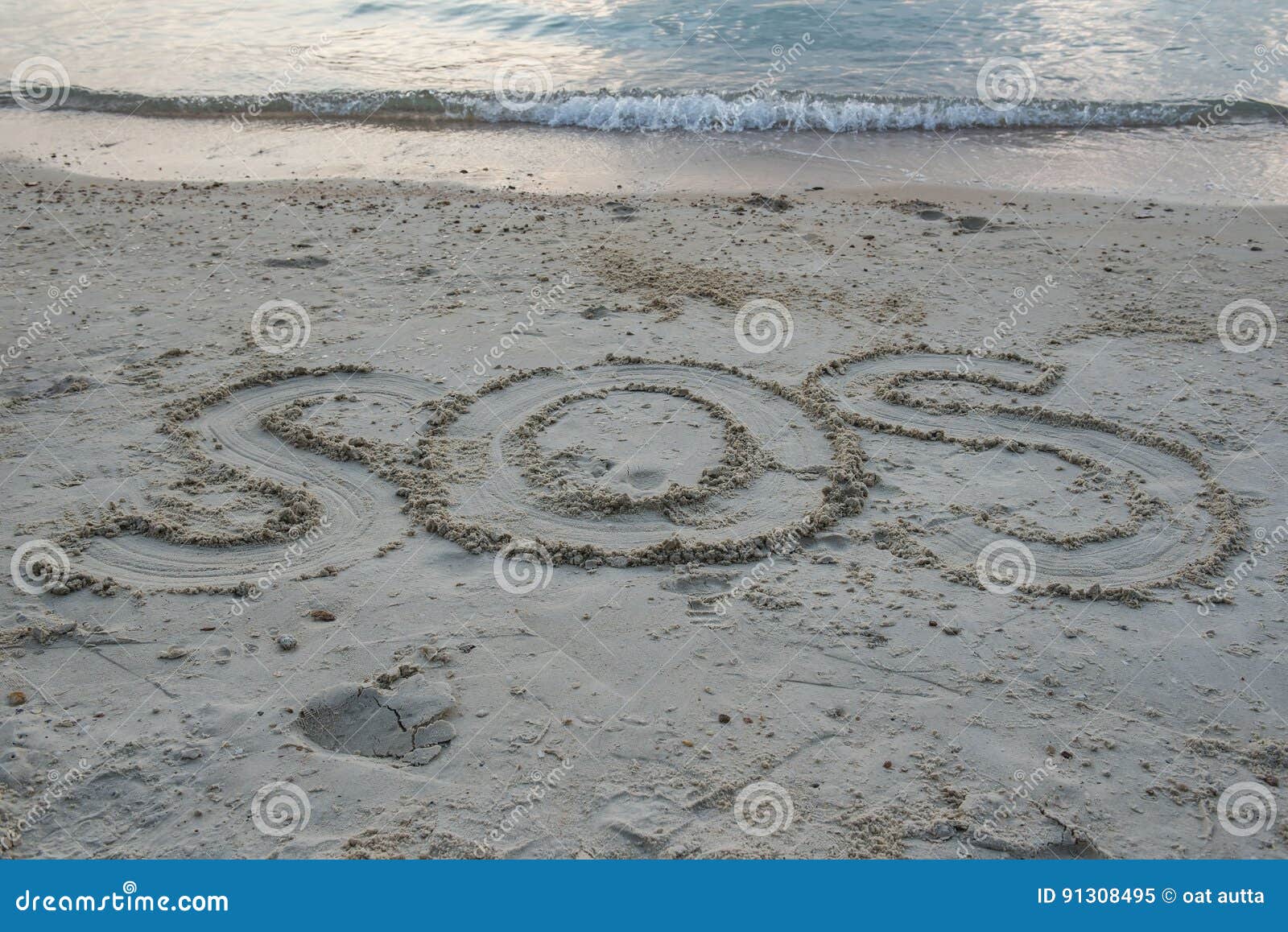 Word â€œ SOS â€œ Write in Sand on the Beach Stock Image - Image of note ...