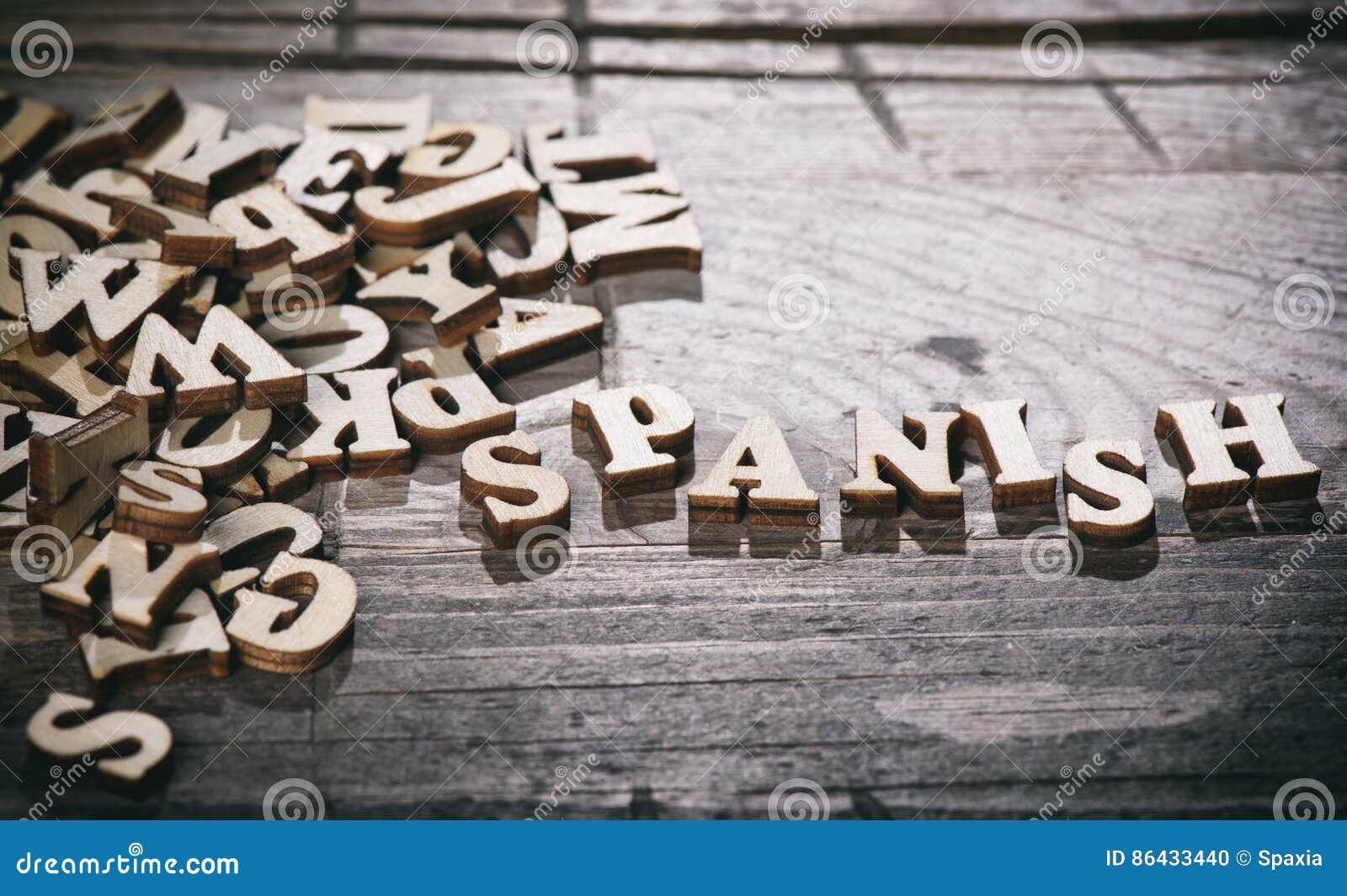 Word Spanish Made with Wooden Letters. Stock Photo - Image of texture ...