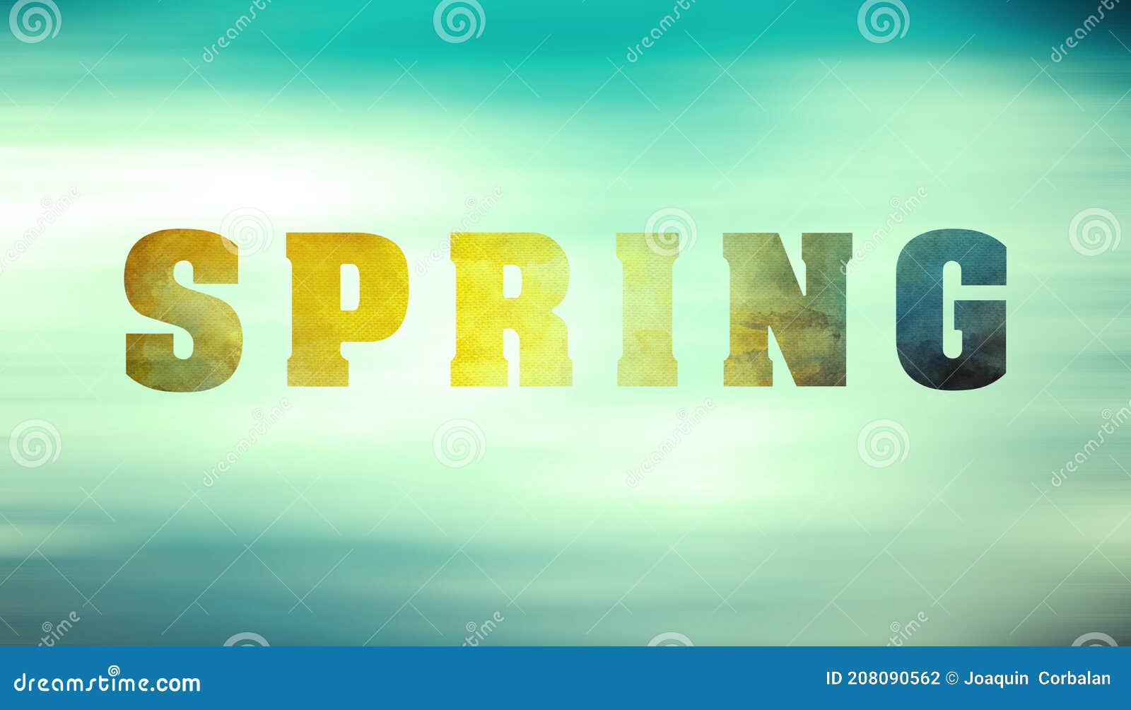 Word Spring on Greenish Background with Textured Letters Stock ...