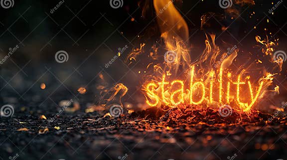 The Word Stability in Fire stock image. Image of change - 306016001