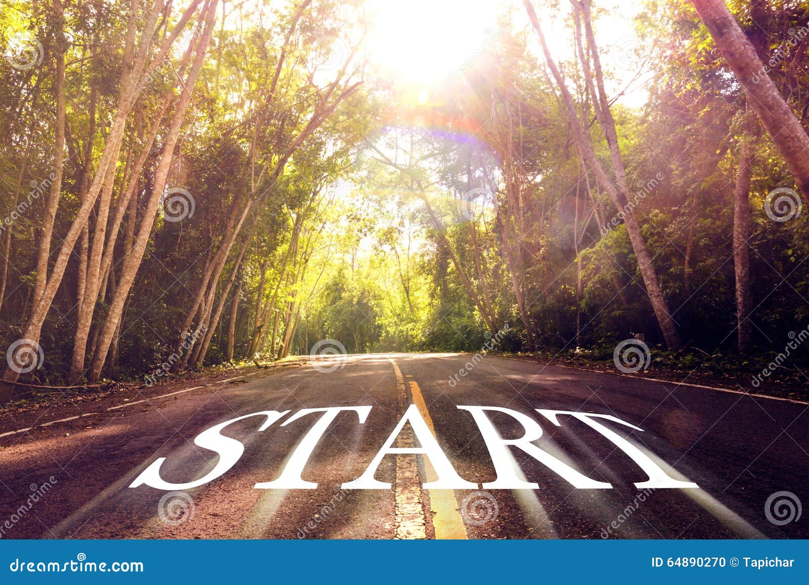 Word Start on the road. stock photo. Image of brown, distance - 64890270