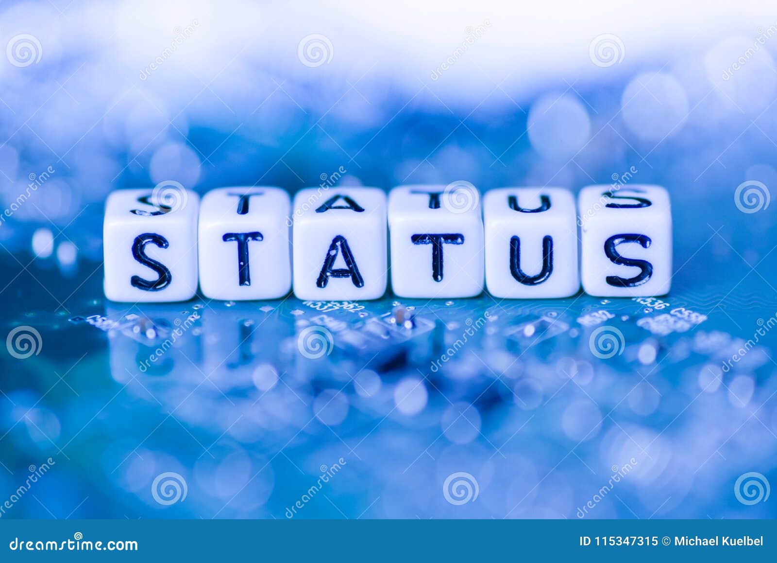 Word STATUS Formed by Alphabet Blocks on Mother Cryptocurrency Stock ...