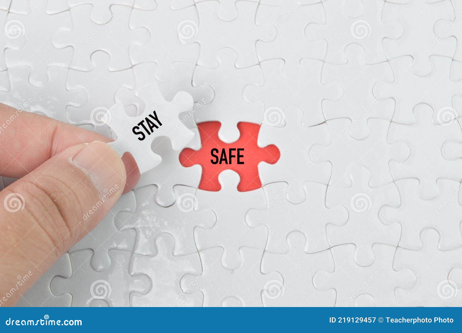 The Word STAY SAFE in Missing Piece Jigsaw Puzzle Stock Image - Image ...