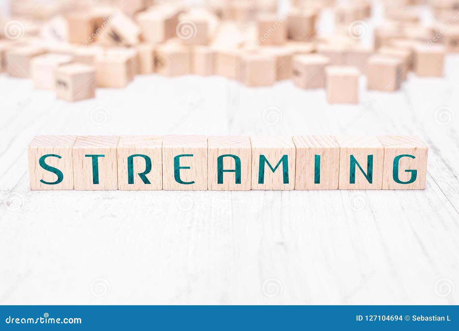 The Word Streaming Formed by Wooden Blocks on a White Table Stock Photo ...