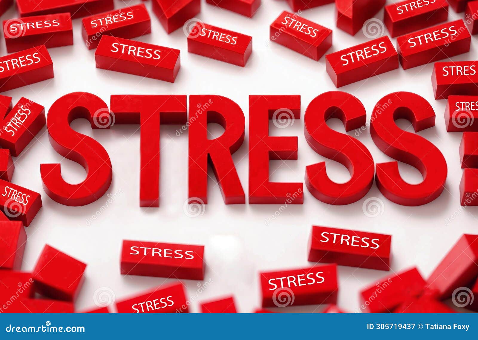 The Word Stress is Surrounded by Many Red Blocks, All Facing the Same ...