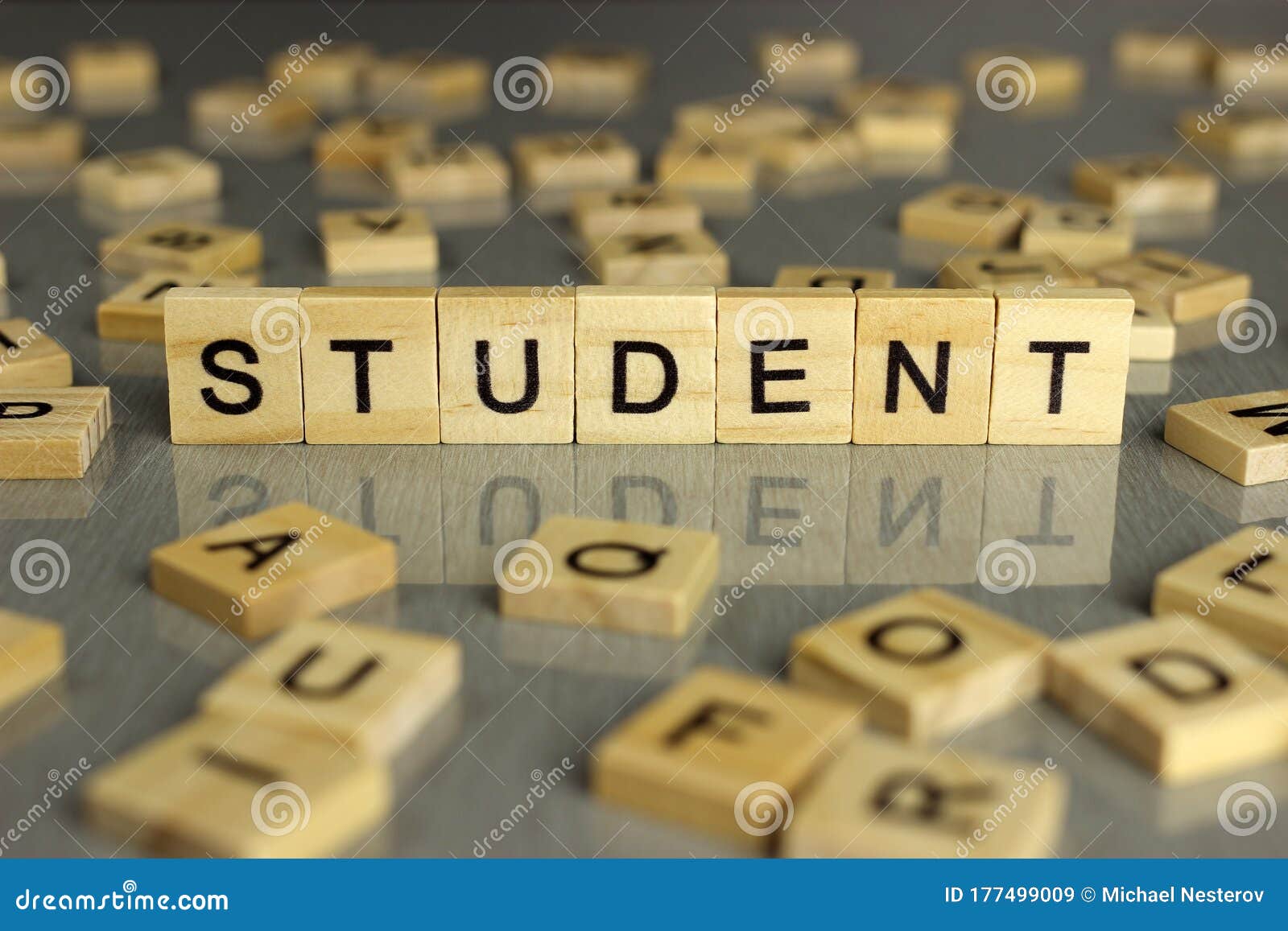 Word Student is Made of Square Wooden Letters on a Gray Background ...