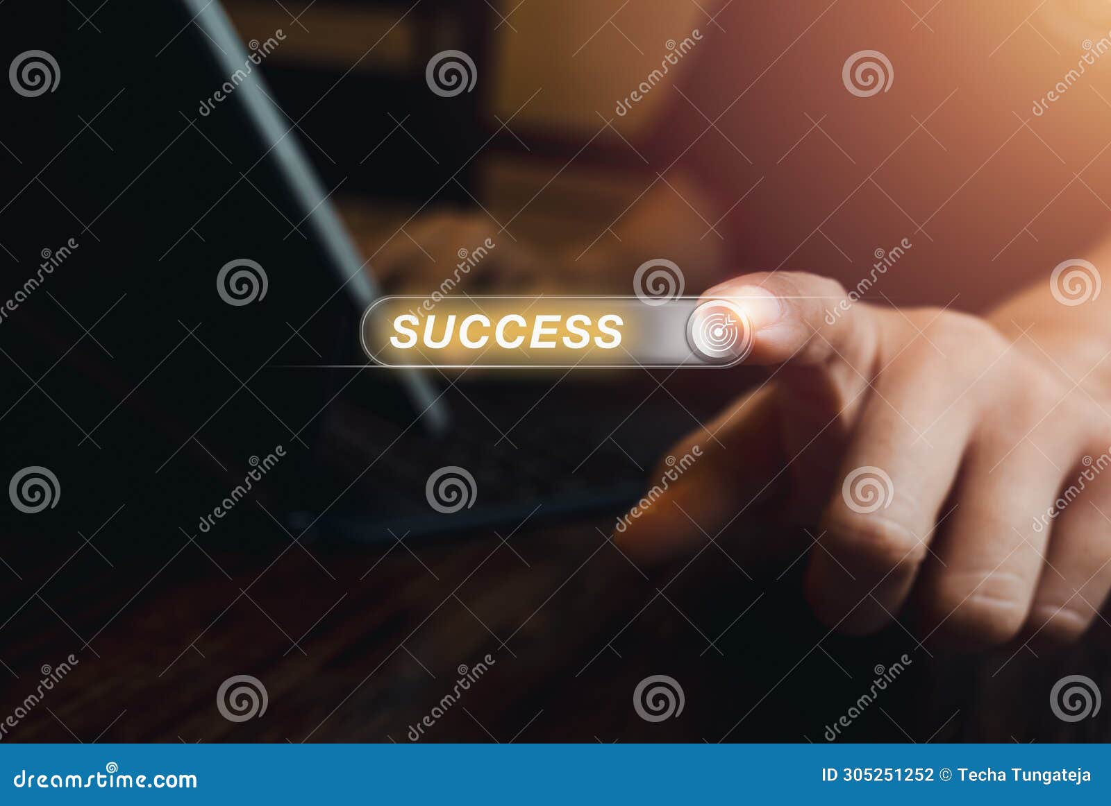 Word SUCCESS on Virtual Screen with 3d Button or Tab Switch with Target ...