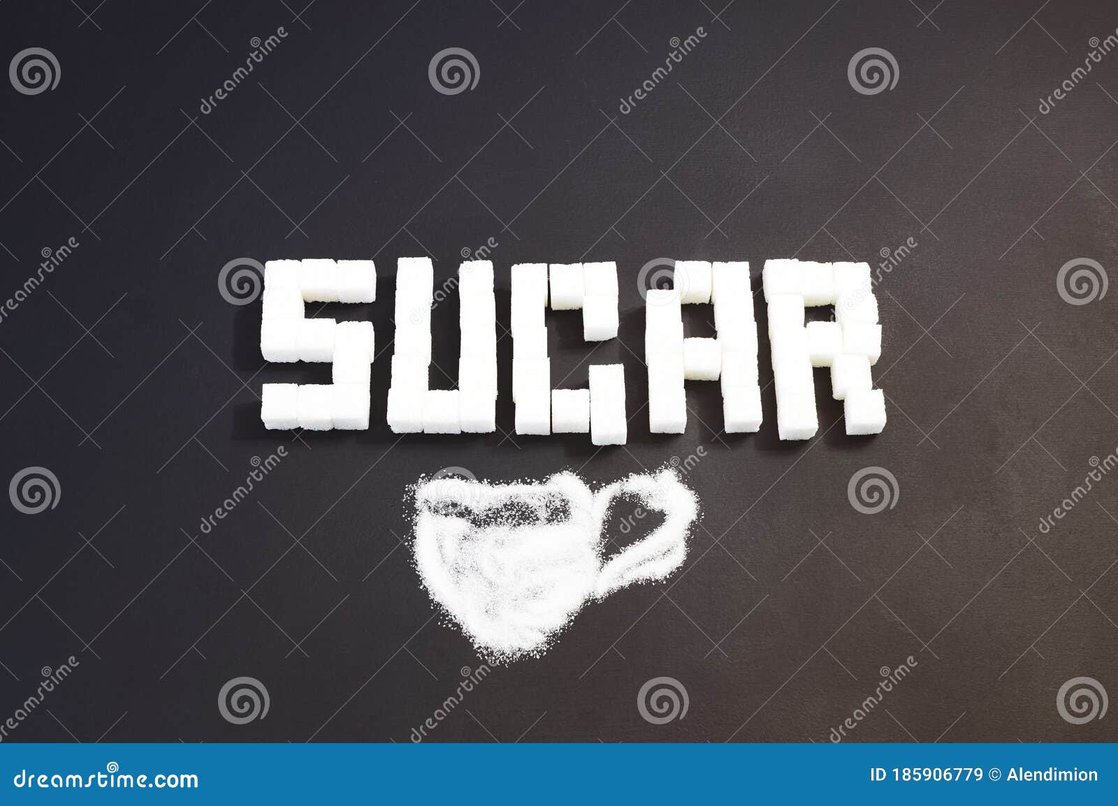 The Word Sugar and Cup with Steam Made of Cubes of Sugar, Laid Out on a ...