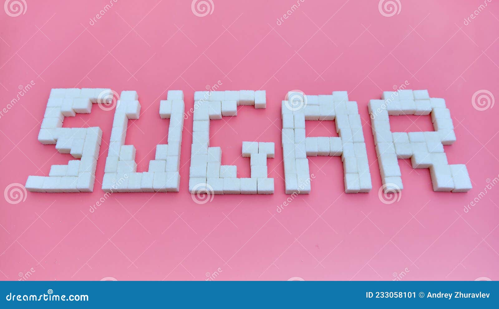 The Word Sugar from White Refined Pieces on a Pink Background Stock ...