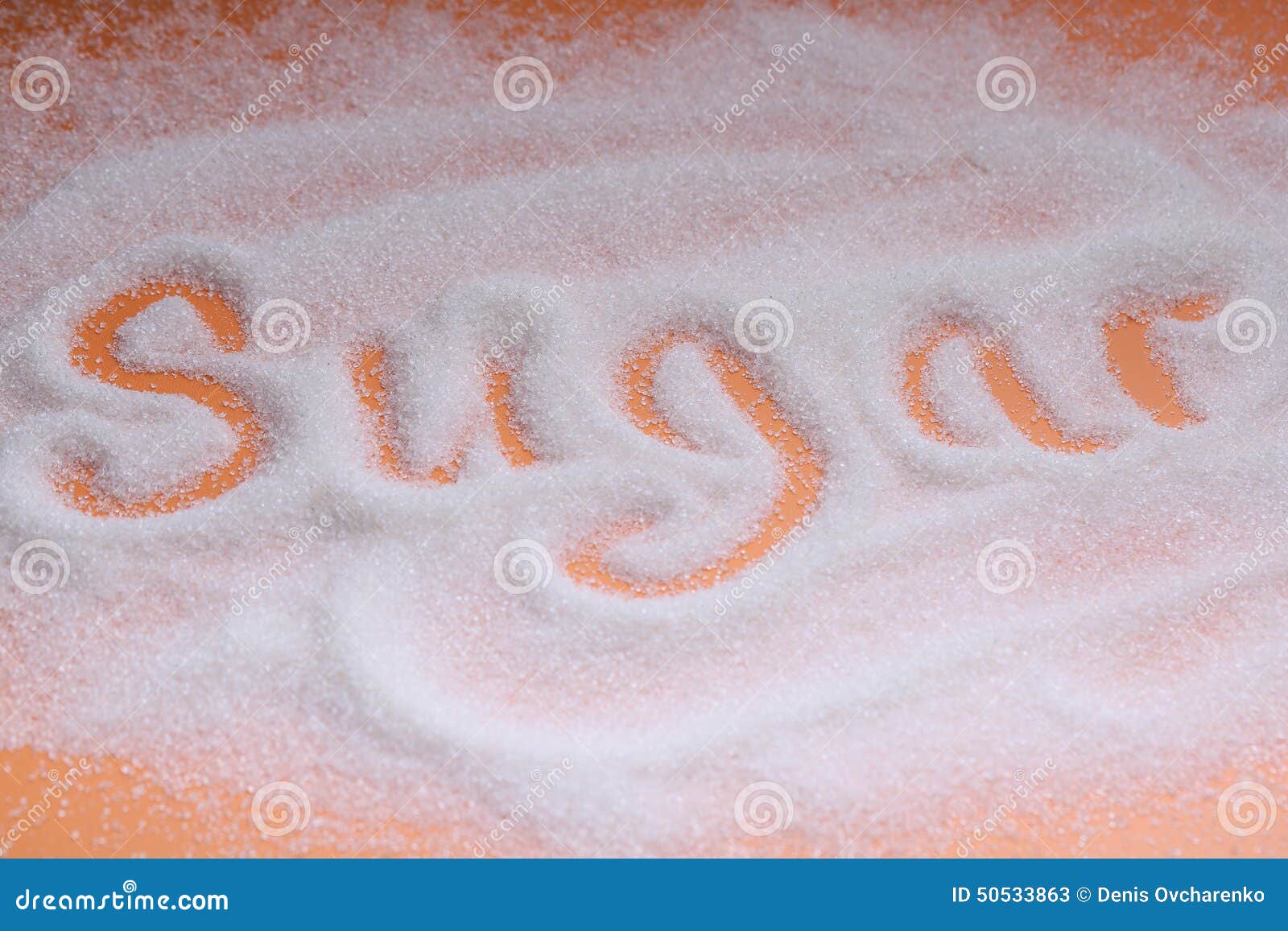 The Word Sugar Written in Sugar Grains. Overhead View Stock Image ...