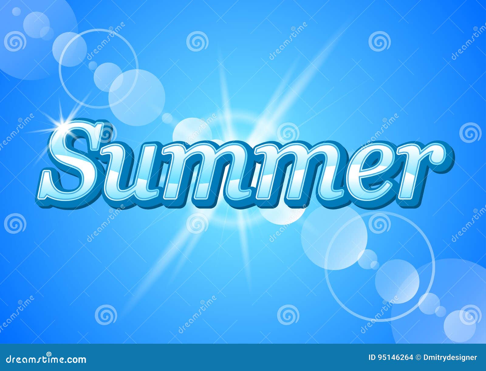 Word Summer in the Background of the Rays of the Sun in Vector Stock ...