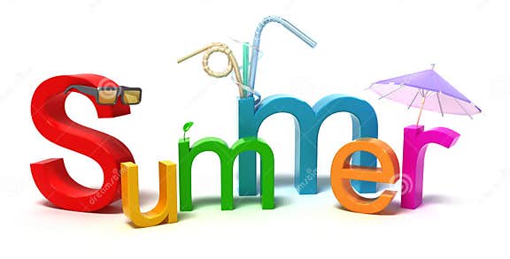 Word Summer with Colourful Letters Stock Illustration - Illustration of ...