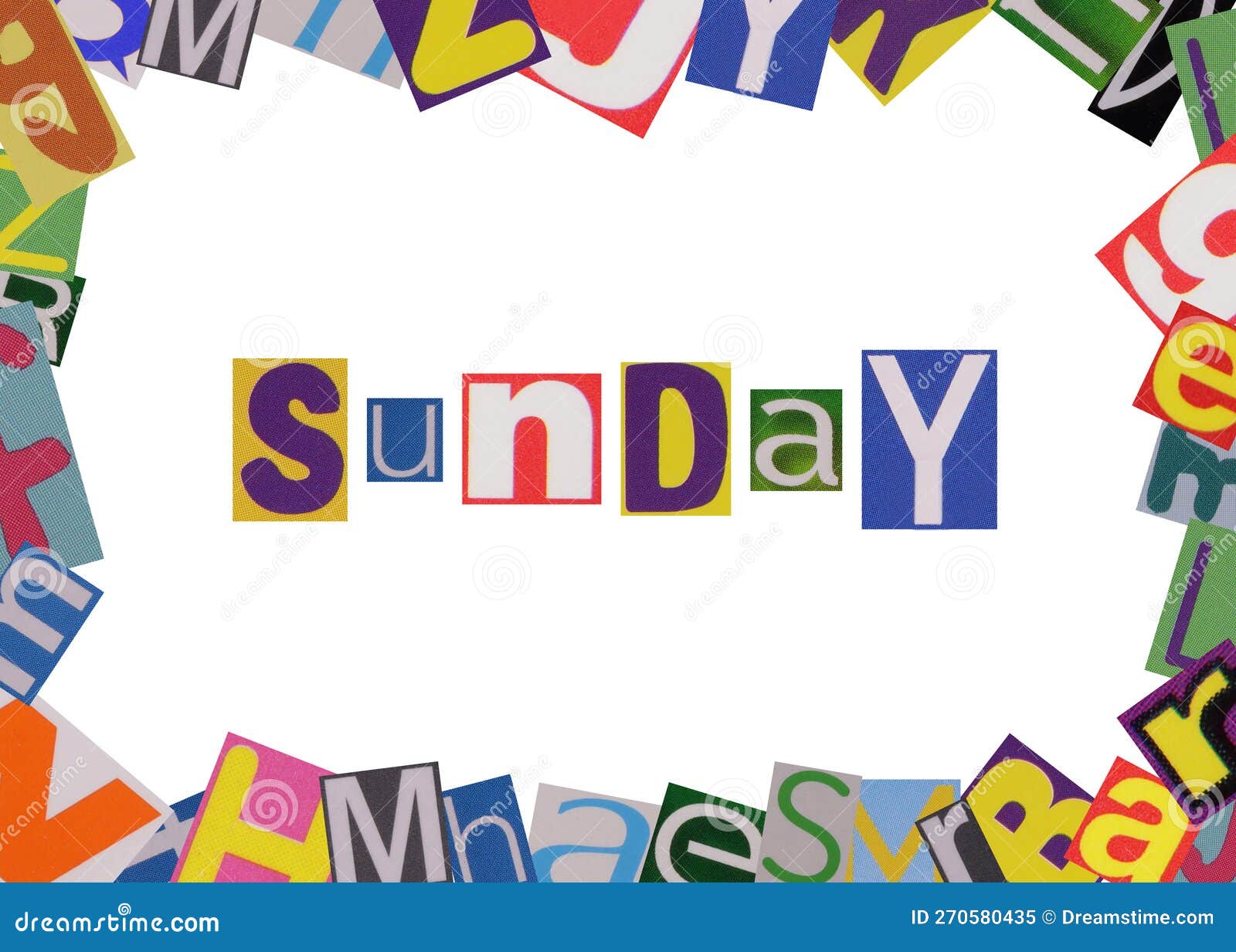 Word Sunday from Cut Magazine Colored Letters Stock Illustration ...