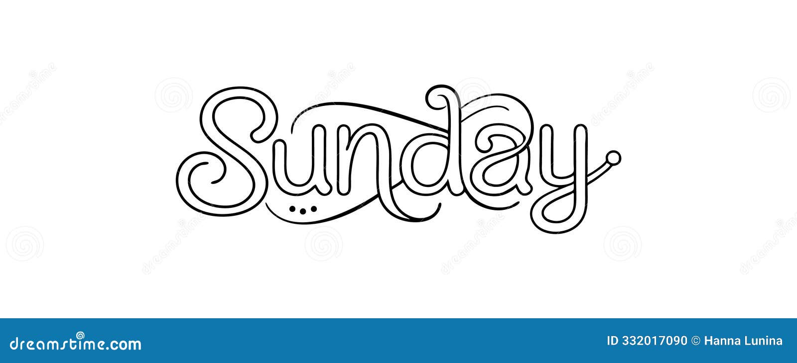 The Word Sunday in One Line. Calligraphic Text. Vector Illustration ...