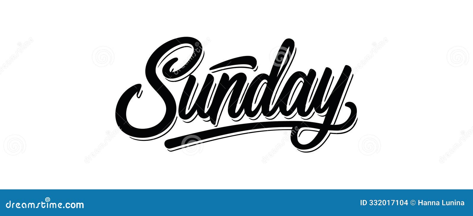 The Word Sunday in One Line. Calligraphic Text. Vector Illustration ...