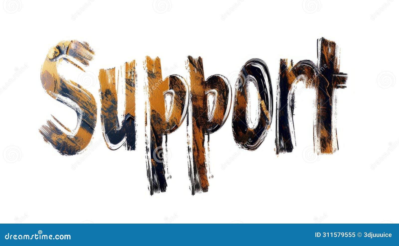 The Word Support Created in Brush Calligraphy. Stock Illustration ...