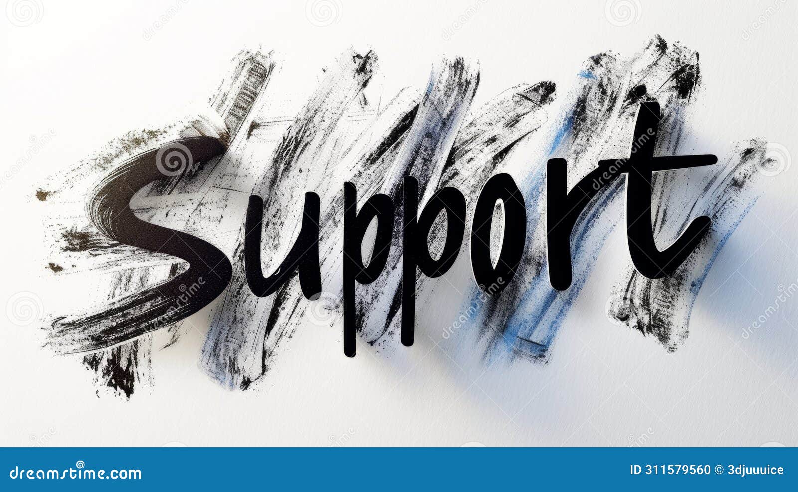 The Word Support Created in Brush Calligraphy. Stock Photo - Image of ...