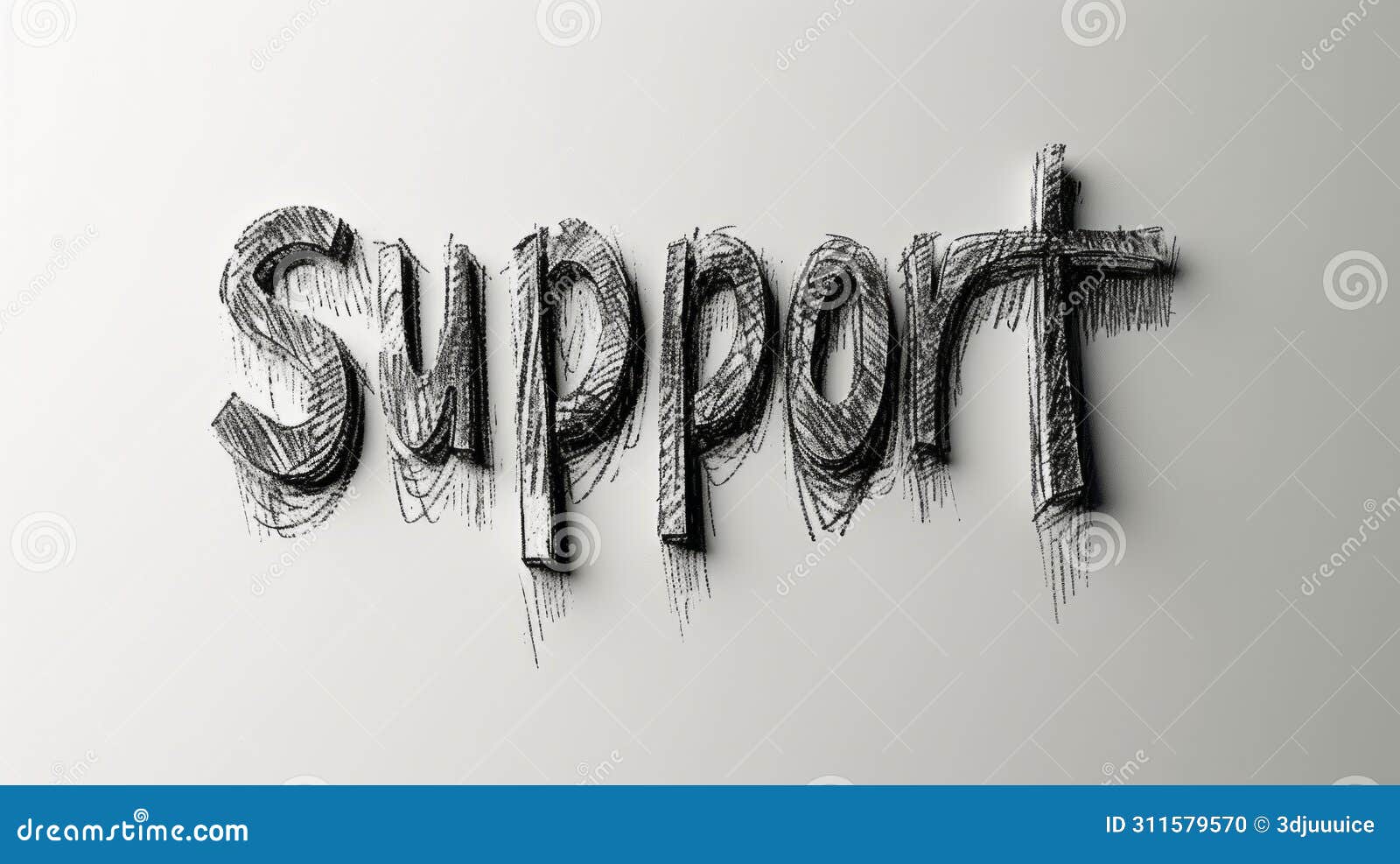 The Word Support Created in Charcoal Sketch. Stock Illustration ...