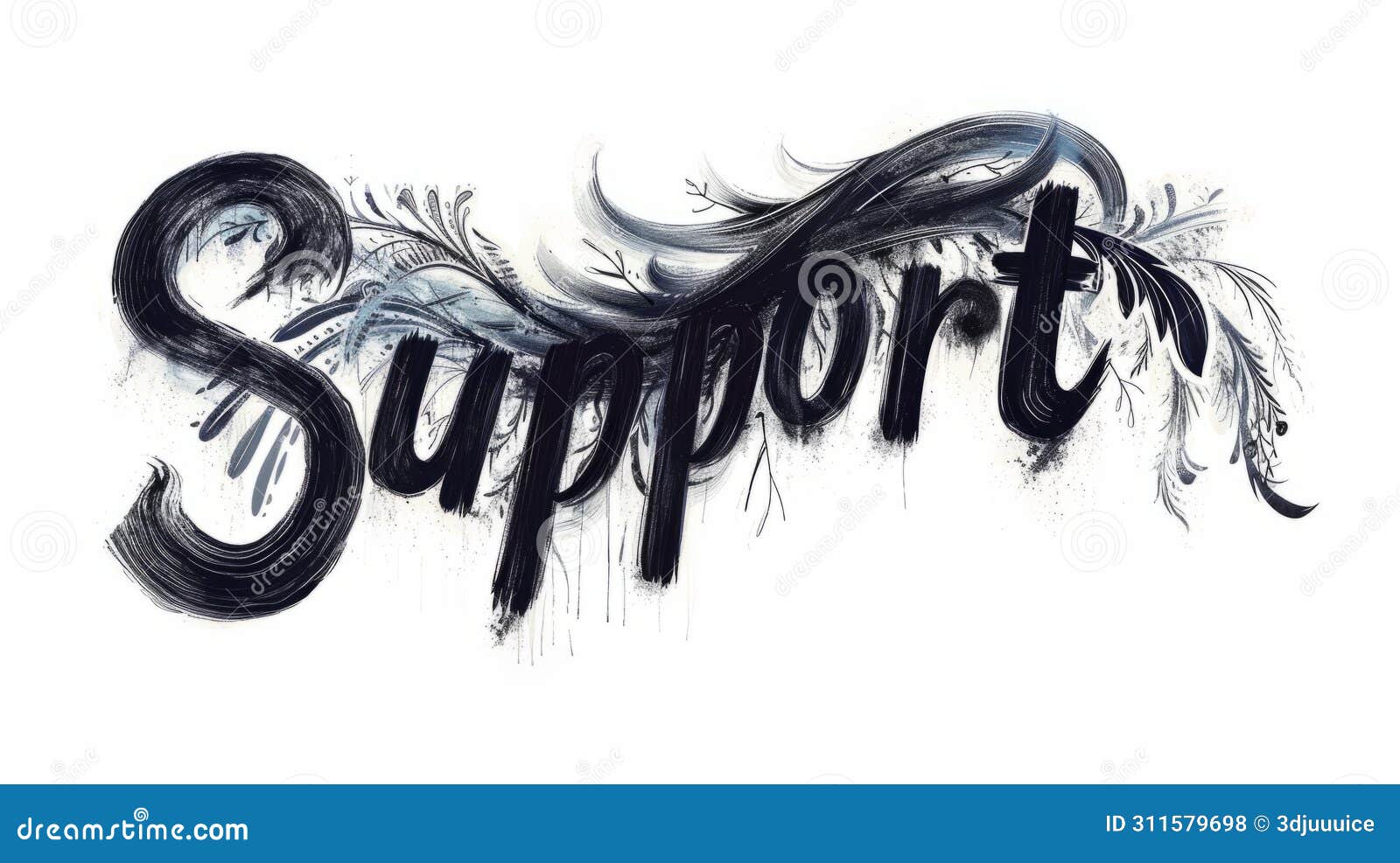 The Word Support Created in Gothic Calligraphy. Stock Illustration ...