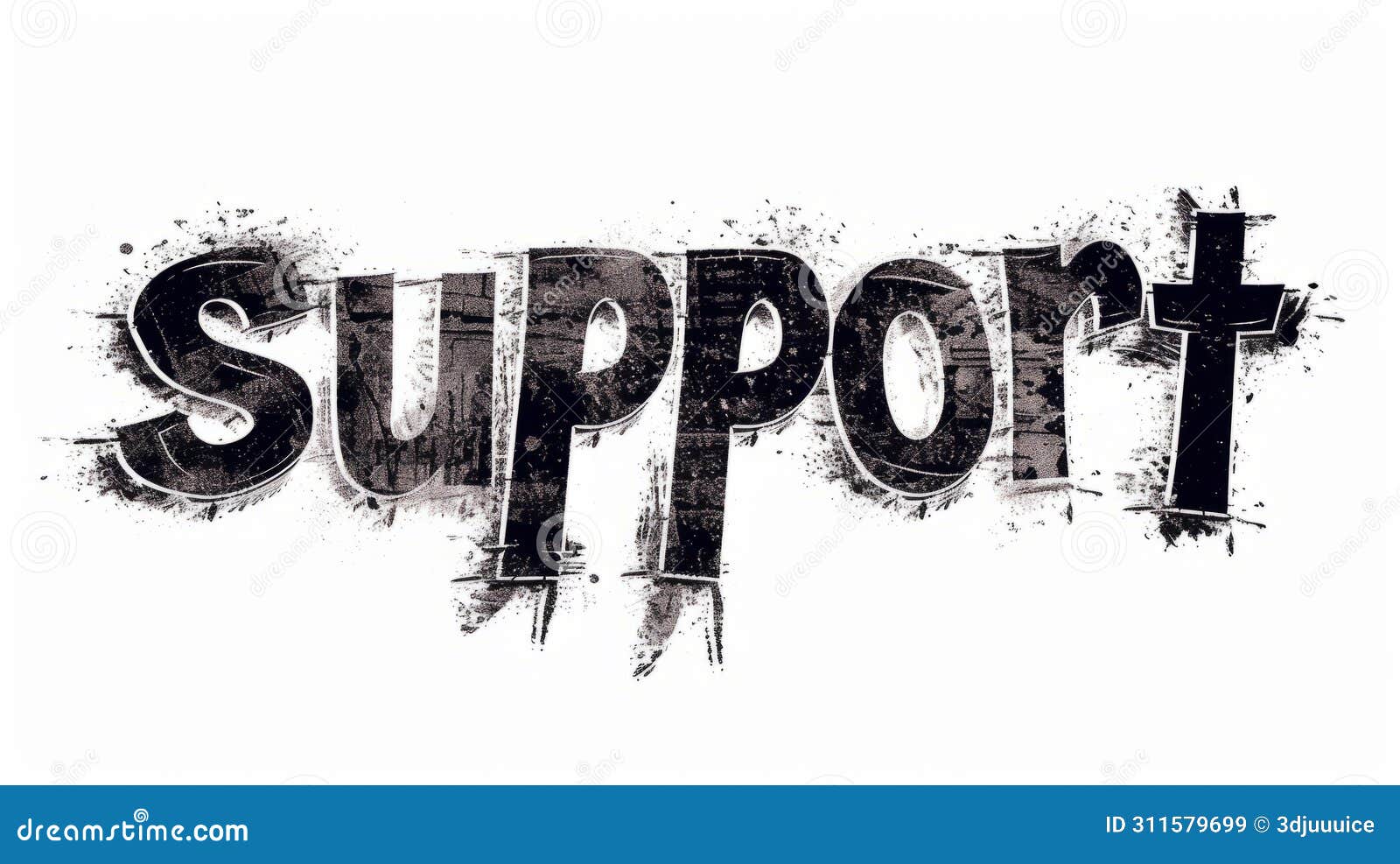 The Word Support Created in Gothic Calligraphy. Stock Illustration ...