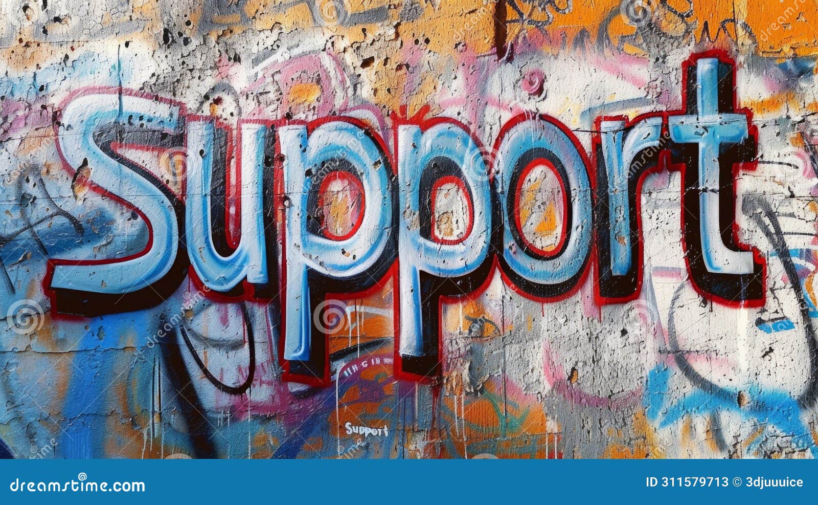 The Word Support Created in Graffiti Typography. Stock Image - Image of ...