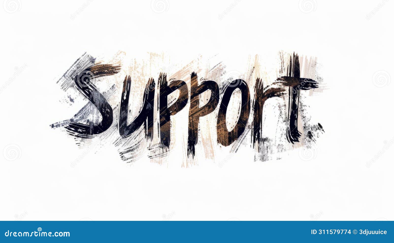 The Word Support Created in Minimalist Drawing. Stock Illustration ...