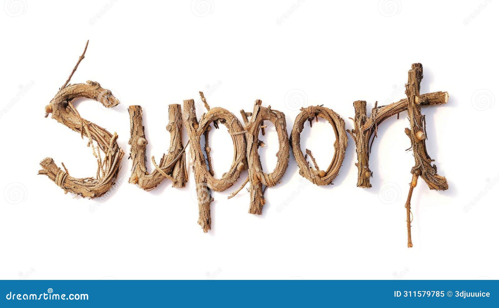 The Word Support Created in Oak Twig Letters. Stock Illustration ...