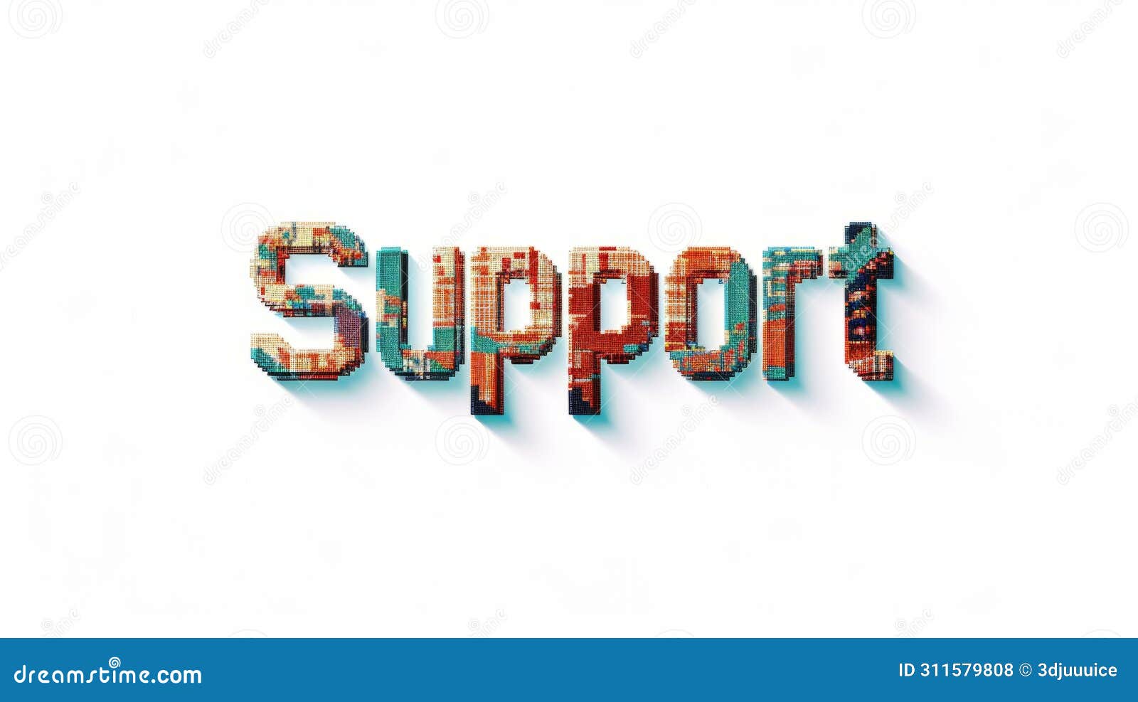 The Word Support Created in Pixel Art. Stock Illustration ...
